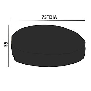 StorMaster 75" Heavy Duty 420D Waterproof Daybed Cover Outdoor Round Canopy Day Bed Sofa Cover Patio Furniture Cover UV Weather Resistant Black