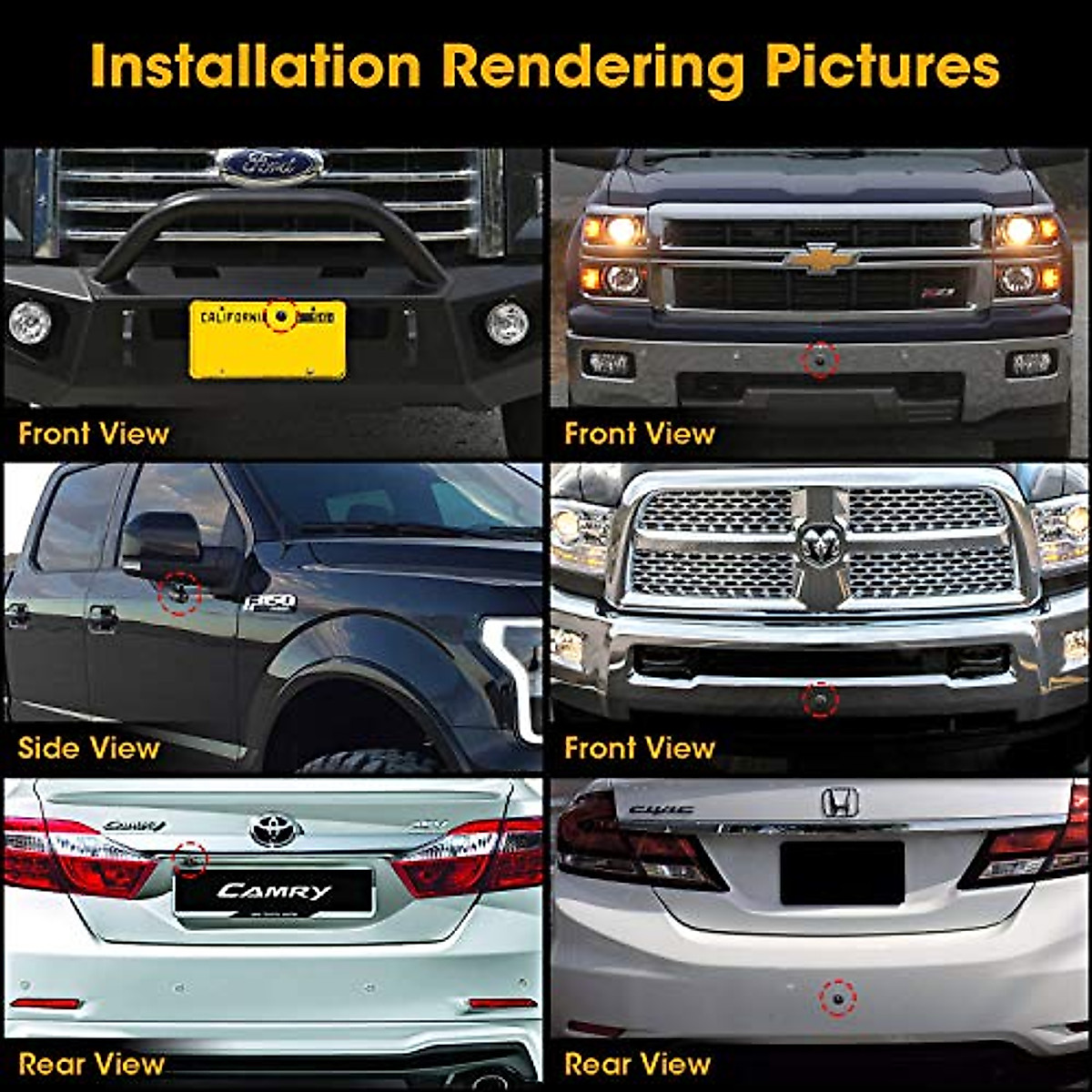 NATIKA Backup/Front/Side View Camera: No Distortion Effect Starlight Night Vision HD Metal Flush or Surface Mount CVBS | AHD Reverse Rear View Backup Camera for Cars Pickup Trucks SUVs RVs Vans