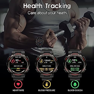Kingstar Smart Watches for Men - 1.32" Full Touch Smart Watch for Android iPhone | IP67 Waterproof Fitness Tracker Outdoor Bluetooth Watch with Heart Rate Sleep Monitor AI Voice (Answer/Dial Calls)