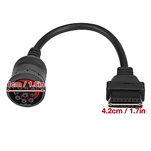 Maxmartt Obd2 9 Pin Adapter,Truck Diagnose Interface Female 16 Pin OBD2 9 Pin Adapter Cable for Automotive Diagnostic Tool