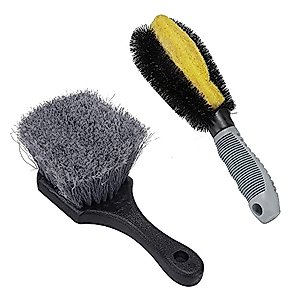 JSCARLIFE Car Wheel & Tire Brush, Wheel Cleaner Brush Kit, Car Care Brush, Deep Scrub Car Wash Brus, Car Washing Brush Multipurpose use for Tire, Motorcycle, Metal Surface