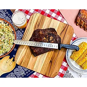 SpitJack Smoked BBQ 6 Inch Curved Beef Brisket Trimming and Boning Knife and 11" Meat Slicing Knife Bundle. Stainless Steel.
