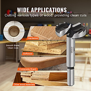 VEVOR Forstner Bit Set, 16 Pcs Forstner Drill Bits Set, 1/4" to 1-5/8", Carbon Steel, with Universal Round Shank, Forstner Drill Bit for Wood and Composite Board, Forstner Bits for Woodworking