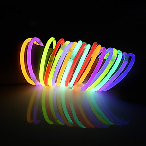 JOYIN 144 Pcs Glow Sticks Bulk 8" Glowsticks, Glow Stick Bracelets Necklaces, Glow in the Dark Neon Party Supplies, Easter, Christmas, Halloween Party Supplies Pack, Football Party Supplies