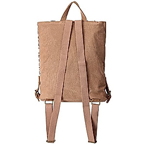 ANNGOTI Women's Canvas & Cowhide Backpack Fashion Bookbag, Chic Vintage Style Daypack Made with Genuine Leather, Large Interior with Multiple Inner Pockets