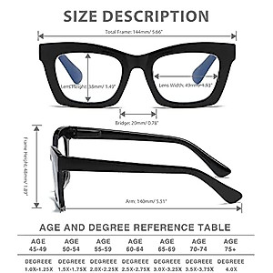 NaNaKo Oprah Style Reading Glasses for Women Blue Light Blocking Computer Reader Spring Hinge Stylish Square 4 Pack +1.75