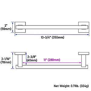 Hand Towel Rack Polished Chrome 13.78", Angle Simple SUS304 Stainless Steel Bathroom Towel Holder, Face Towel Bar for Wall