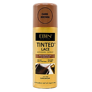 EBIN NEW YORK Tinted Lace Spray - Dark Brown 2.7oz/ 80ml, Quick dry, Water Resistant, No Residue, High pigmentation, Even Spray, Matching Skin Tone, Natural Look, Tinted Spray for Wig