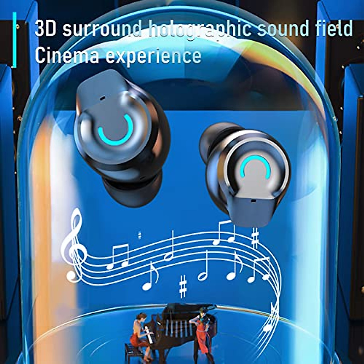 Ganfancp Wireless Earbuds,Bluetooth 5.2 in Ear Headphones,Waterproof Sport Earphones with Display Led Bars Charge Case,Bass Sound Earbuds for Sport,Game,Work