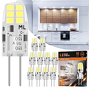 winshine G4 LED Bulb 12V AC/DC, 5000K Daylight, 20/35W Halogen Equivalent, Bi-pin Base LED Landscape Light Bulbs, 2W T3 JC Type Light Bulbs For Under Cabinet, Counter, 360° CRI85+ Non-dimmable 10 Pack