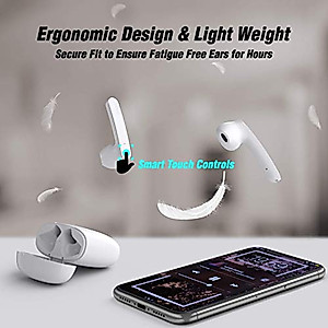 Senso PODS Wireless Earbuds with Touch Control - True Wireless Earbuds w/Mic USB-C Charging, Ear Buds Wireless Headphones with Bluetooth 5.0 Stereo Sound - Wireless Earphones w/35-40 Hrs Playtime
