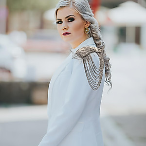 2 Pcs Blazer Metal Tassel Epaulet Beaded Badge with Pins Beads Shoulder Jewelry Epaulettes Men and Women Uniform Accessories