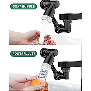 FIRMER Faucet Extender, 1080 Degree Rotatable Multifunctional Extension Faucet Aerator, Large-Angle Rotating Splash Filter Faucet Attachment for Eye, and Gargle Portable Washing Black