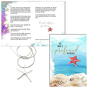 Smiling Wisdom - Starfish Story You Make A Profound Difference Greeting Card and Necklace Gift Set - Women (Simple Starfish)