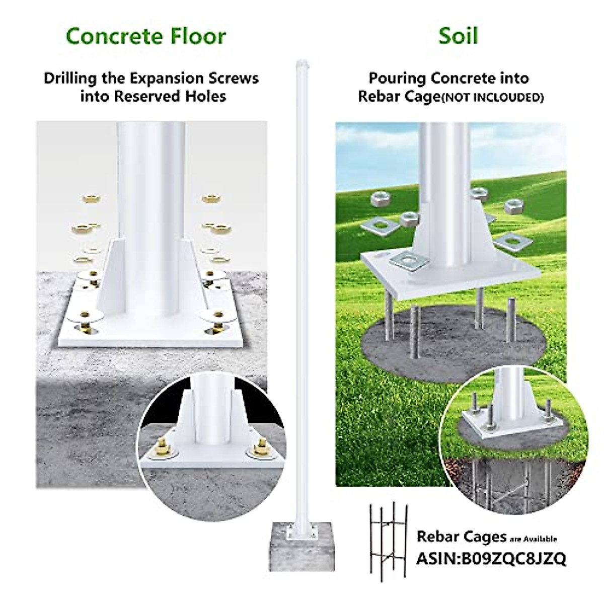 AZAP Shade Sail Poles,10ft Heavy Duty Sun Shade Poles with 3-Corner Brace Base, D-Ring Clamp, Section Poles, Poles for Sun Shades Outdoor(1 Pack)