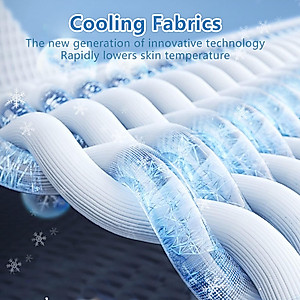 Queen Size Cooling Mattress Pad for Hot Sleeper, Ultra Cold Tech Fiber Cool Mattress Cover, Smooth Noiseless Cooling Mattress Protector, 16'' Deep Pocket(Blue)