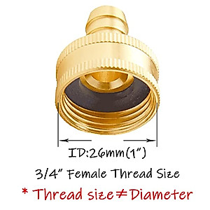 Uenede 2PCS Solid Brass 1/2" Barb x 3/4"GHT Female Garden Hose End Connector Splicer Mender Repair Fitting Include 2 Stainless Steel Clamps