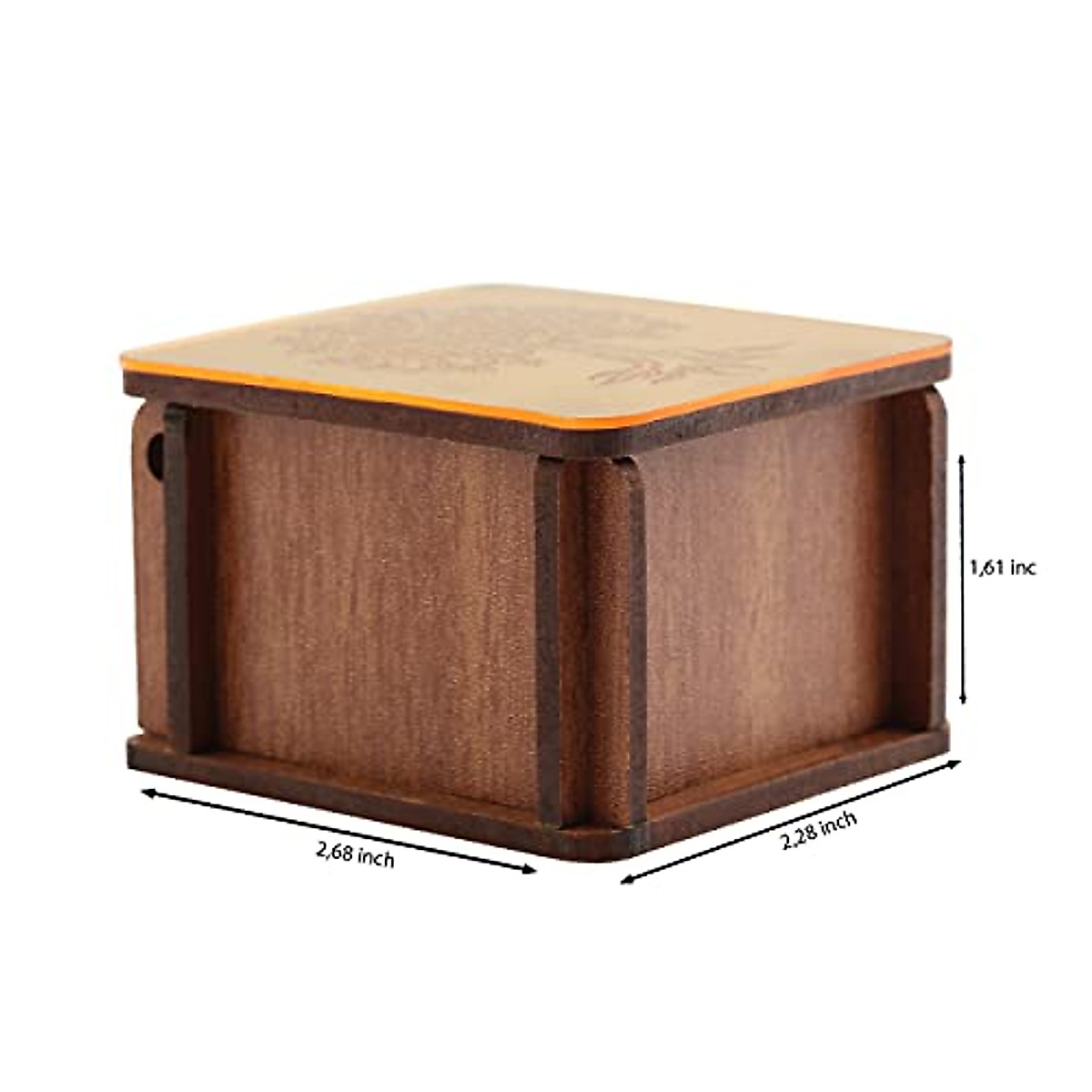 LUCCE Wooden Ring Box for Proposal Slim - Small Engagement Ring Box Wood - Golden Mirror Effect Tree of Life Pattern Rustic Wedding Decorations for Ceremony, Jewelry Box - Wooden Storage Box with Ring Bearer and Perfect for Proposal, Wedding, Ceremony, En