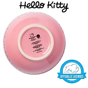 Silver Buffalo Sanrio Hello Kitty Flowers Pattern Ceramic Ramen Noodle Rice Bowl with Chopsticks, Microwave Safe, 20 Ounces