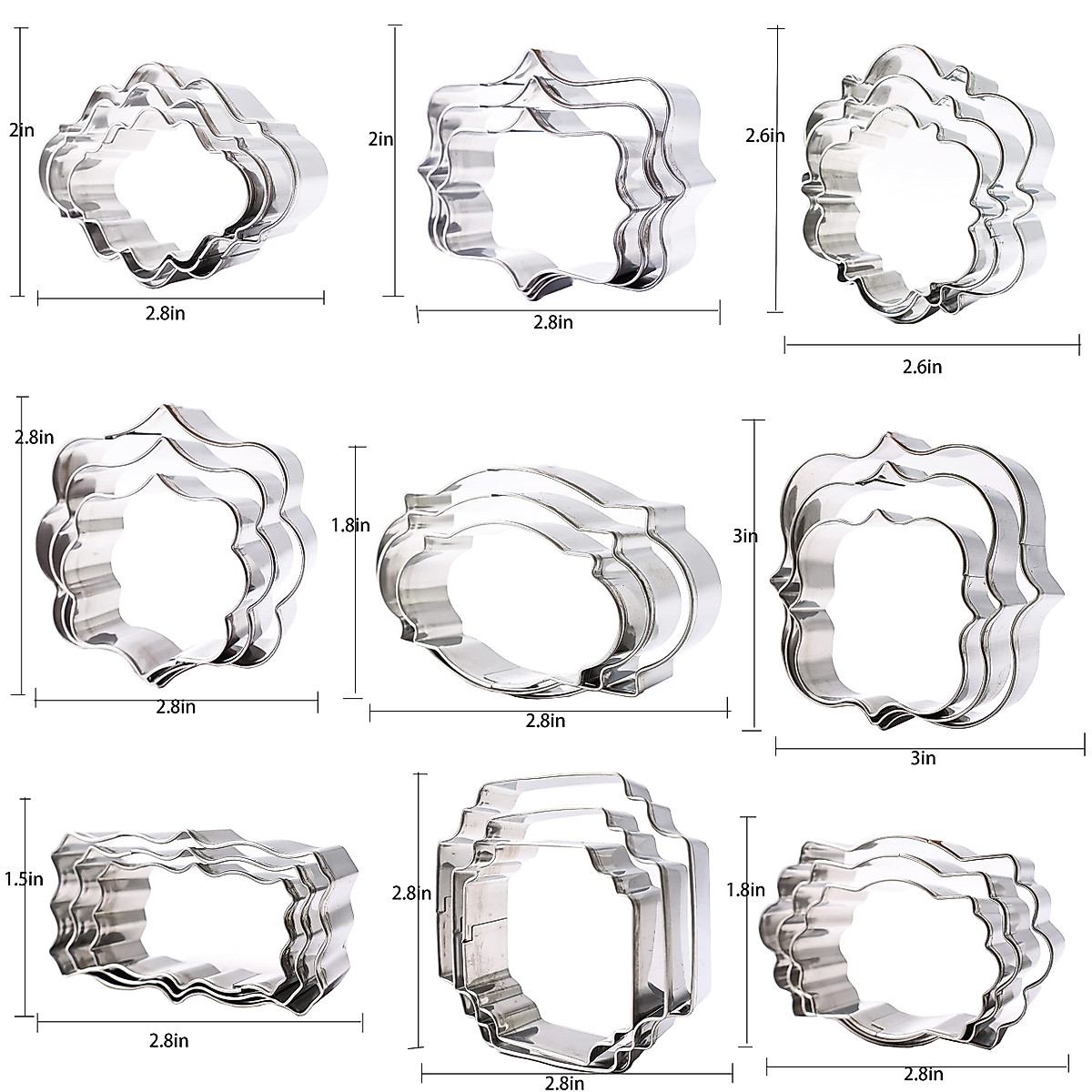 Plaque Frame Cookie Cutters Set -Different Frames Plaque and Tiles Cutter Molds for Making Fondant Cake Cookies Biscuit Fruit, Great for Wedding Mother's Day and Birthday Party Decorations (27 Pcs)