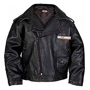 Harley-Davidson Baby Boys' Upwing Eagle Biker Pleather Jacket BLK 0366074 (18M)