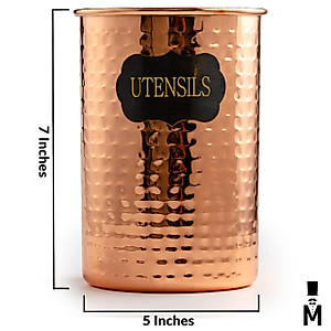 Moscow-Mix Kitchen Utensil Holder Caddy - Kitchen Utensils Accessories Tools Cutlery Spoon Set Holder Organizer Caddy - Copper Plated Stainless Steel Hand Hammered Caddy