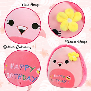 Easfan Pink Flamingo Plush Pillow Cute Stuffed Animal Cuddly Soft Toys Happy Birthday Gifts Plush Pal for Kids Girls Adults, 13-Inch