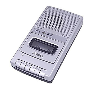 Riptunes Portable Cassette Recorder Player, Tape to USB Audio Music Digital Converter, Retro Classroom Shoebox Cassette Player and Recorder USB Player, Cassette-MP3 Converter with Built-in Microphone