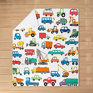 Feelyou Construction Car Flannel Fleece Blanket Excavator Plush Throw Blanket, for Children Construction Vehicles All Season,Bed Blanket Equipment Trucks Room Decor 40"x50"