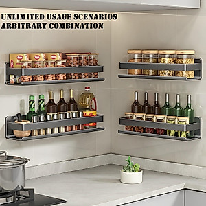 YuShiYan Nail-Free or Drilling Stainless Steel Detachable Floating Wall Mounted Shelves for Kitchen, Bathroom, Baking Paint Process, Corrosion and Rust Resistant, Set of 1 Gray