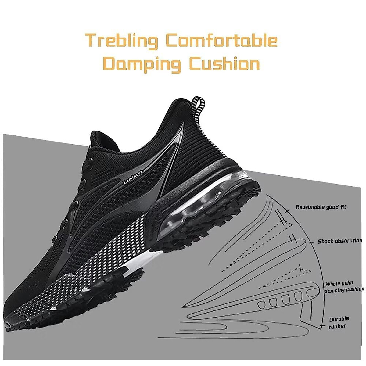 ZOOMCO Womens Air Running Shoes Non Slip Tennis Walking Shoes Women Mesh Cushion Sneakers for Gym Workout Sports Black
