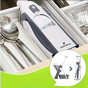 ONCE FOR ALL Safe Mandoline Slicer 5 in 1 Vegetable Chopper Food Potato Cutter, Strips Julienne Dicer Adjustable Thickness 0.1-8 mm Kitchen Chopping Artifact Fast Meal Prep (Gray)