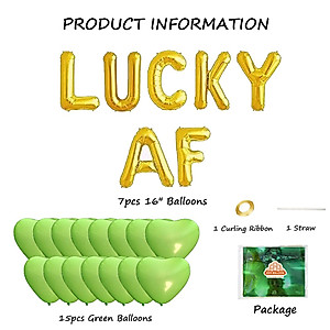 Geloar St. Patrick's Day Decorations Saint Paddy's Day Theme Irish Four Leaf Clover Shamrock Foil Balloons Baby Shower March Birthday Bridal Shower Bachelorette Wedding Party Supplies (Lucky Af)
