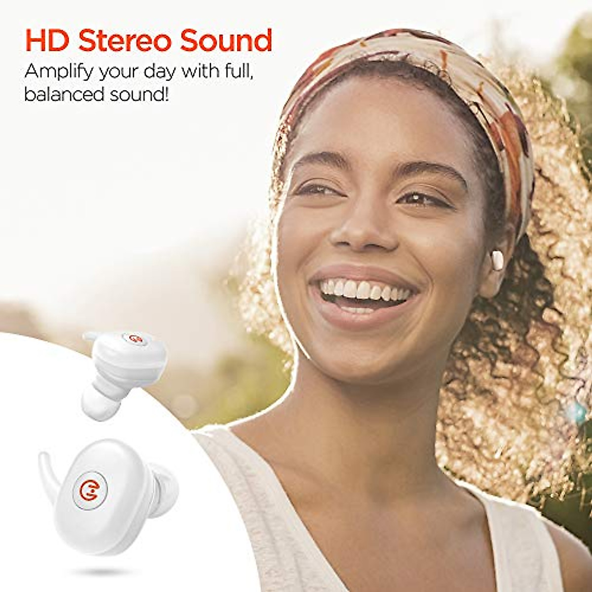HyperGear Active True Wireless Bluetooth Earbuds + Portable Pocket-Sized Charging Case [Quick Pairing] Noise Cancelling Mic., Built-in Touch Control, HD Stereo Sound, IPX5 Waterproof (White) 15127