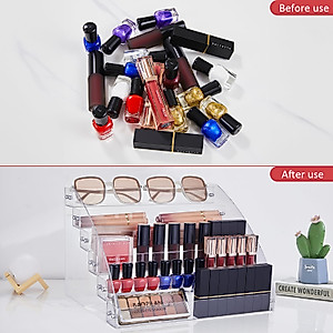 KINGROW Nail Polish Organizer Holder Rack 6 Layers Acrylic Display Rack Eyeglasses Shelf Essential Oils Ink Storage Holds Up to 96 (Fit 1-2oz Bottles)