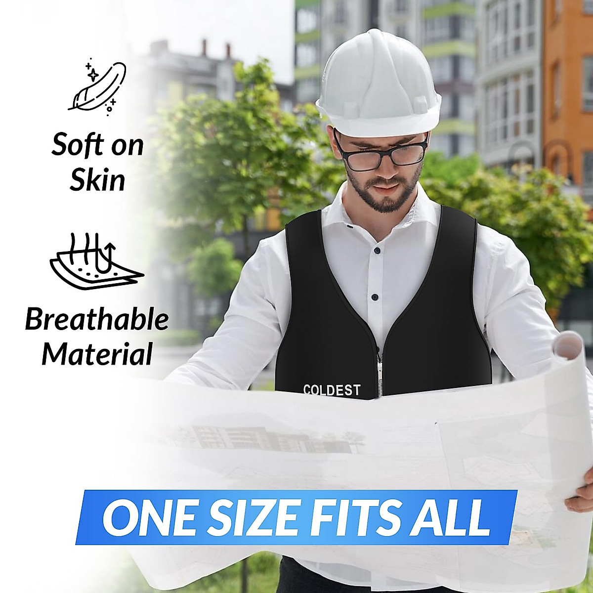 Coldest Cooling Vest - Adjustable Vest Jacket for Hot Weather, Reusable Ice packs, Ice Vest for Men & Women for Cycling, Running, Athletes