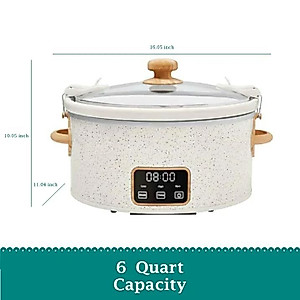 The Pioneers Womans Programmable 6 Qt Digital Slow Cooker with Locking Lid, Touchscreen Controls, Dishwasher Safe, Perfect for Potlucks, Family Meals, Spill-Free Transport (Linen Speckle)