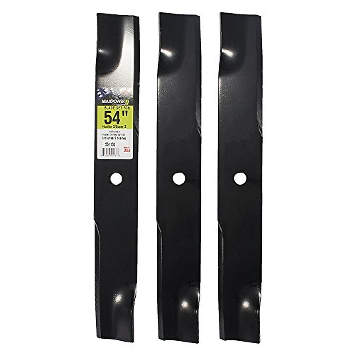 Maxpower 561133B 3 Blade Set for 54 in. Cut Hustler Mowers Replaces OEM #'s 601124 and 797696, Pack of 3