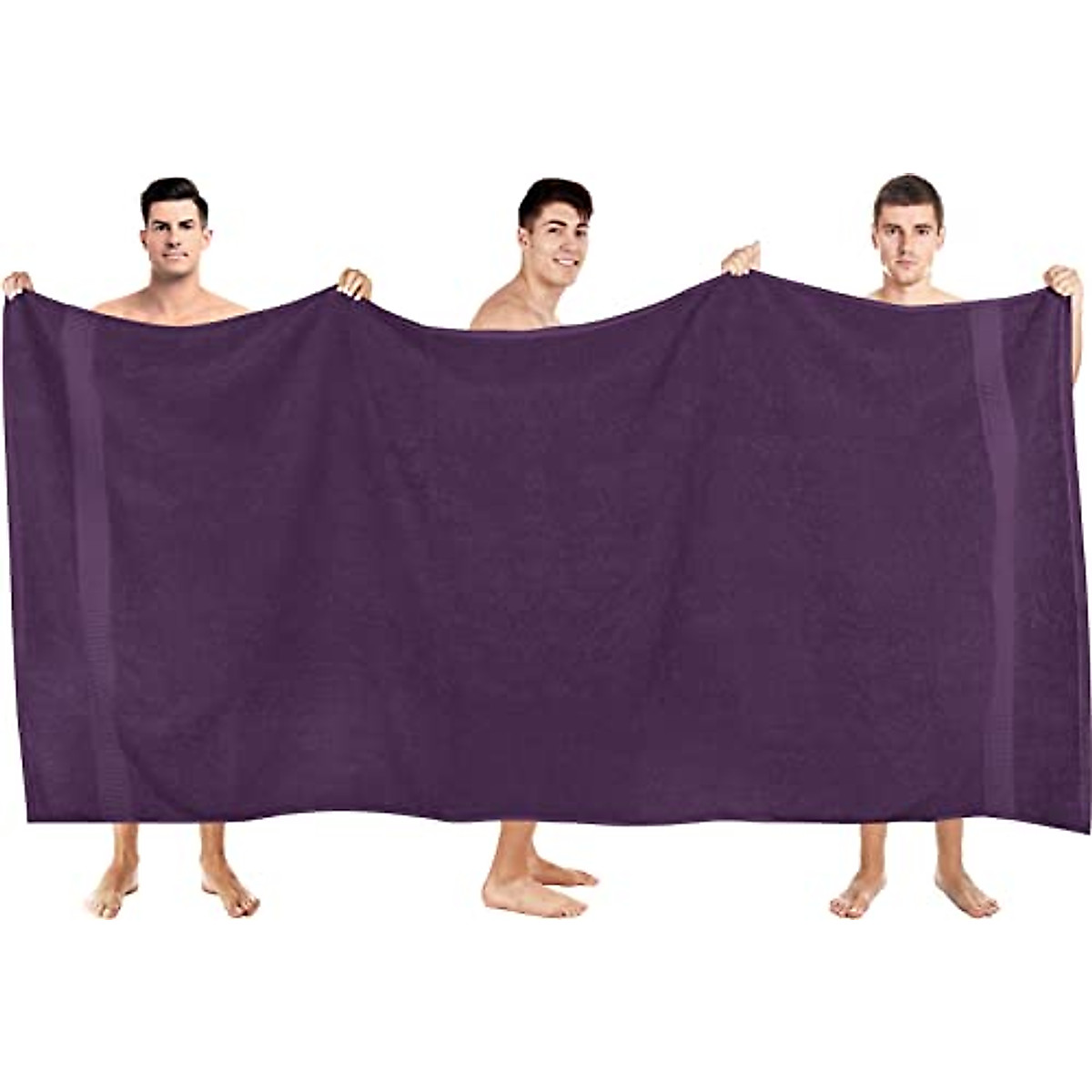 Utopia Towels Bundle Pack of 600 GSM Bath Sheet Set (2-Pack) and Banded Bath Mats (2-Pack) – 100% Ring-Spun Cotton – Highly Absorbent – Soft & Luxurious – Plum