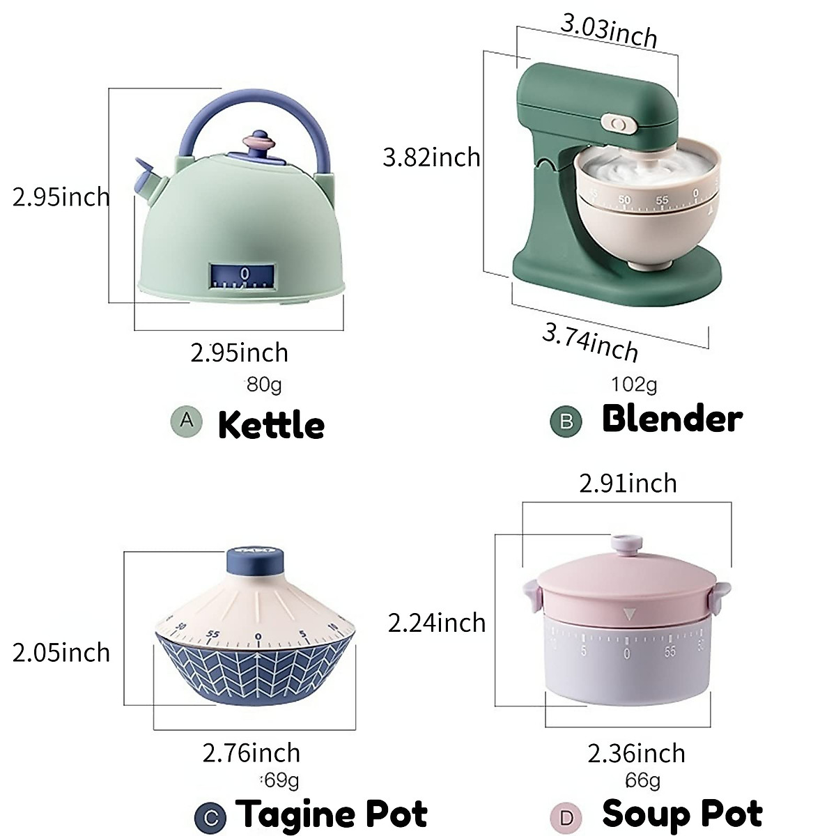 Cute Kettle Kitchen Timer - 100% Mechanical Design