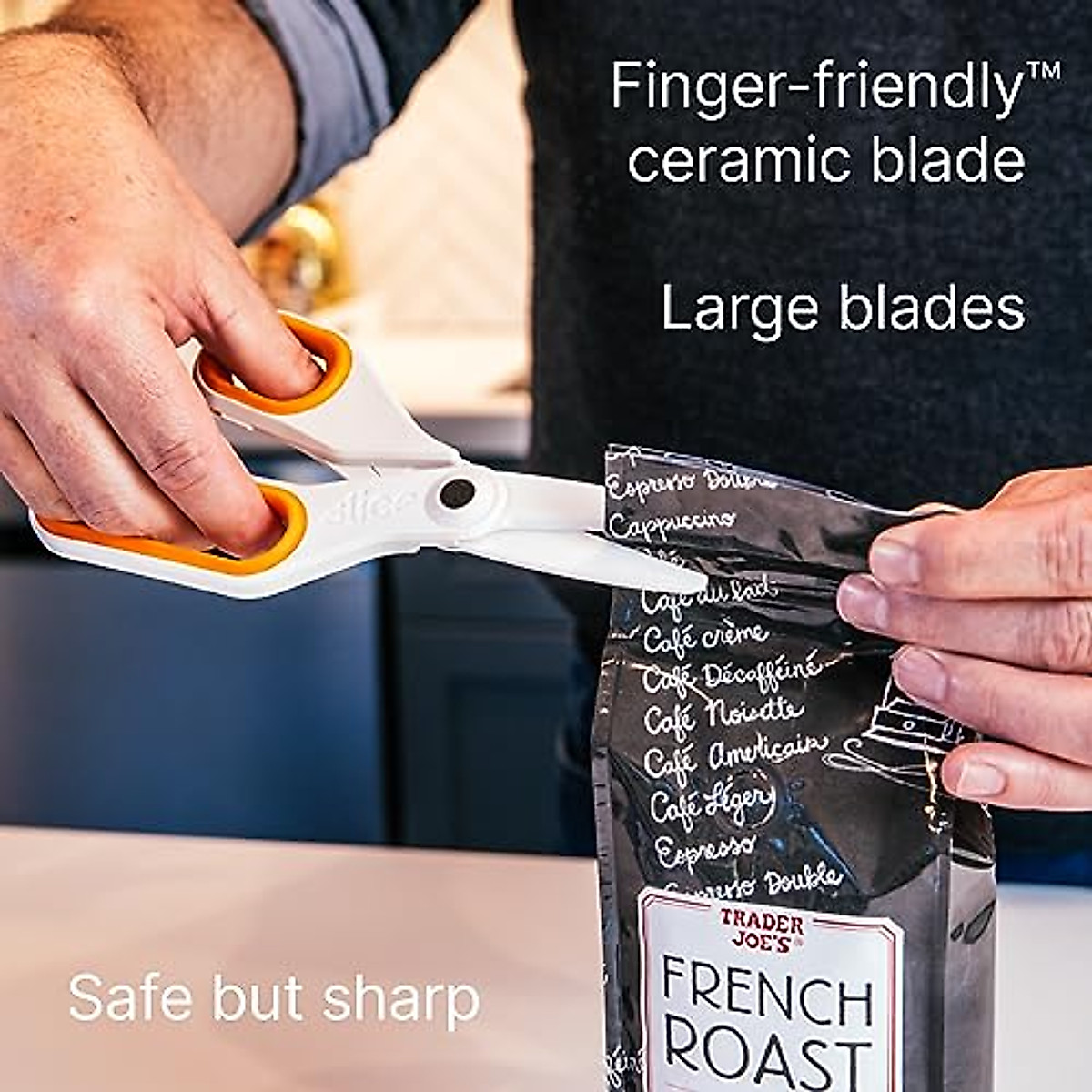 Slice 10545 Ceramic (Large), Rounded Tip Finger-Friendly Edge, Safer Choice, Never Rusts, Lasts 11x Longer Than Metal, Safety Scissors (1 Pack)