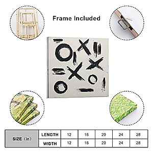 Hand-Painted Abstract Oil Painting Black And White Tic Tac Toe Home Kitchen Livingroom Wall Painting Home Decor20x20inch(50x50cm)