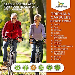 Organic Veda Triphala Capsules, 2000mg – Premium Ayurvedic Herbal Supplement Made with Organic Herbs Amla, Haritaki, Bibhitaki Fruits for Colon, Digestive & Immune System – 120 Veggie