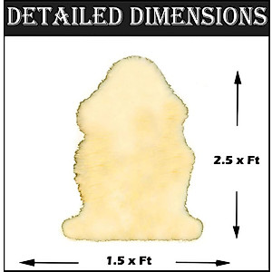 NGF Genuine Sheepskin Rug Natural Luxury Fluffy Lambskin Rug for Home Deco Bedroom 2.5 ft X 1.5 ft… (Champagne Rug)