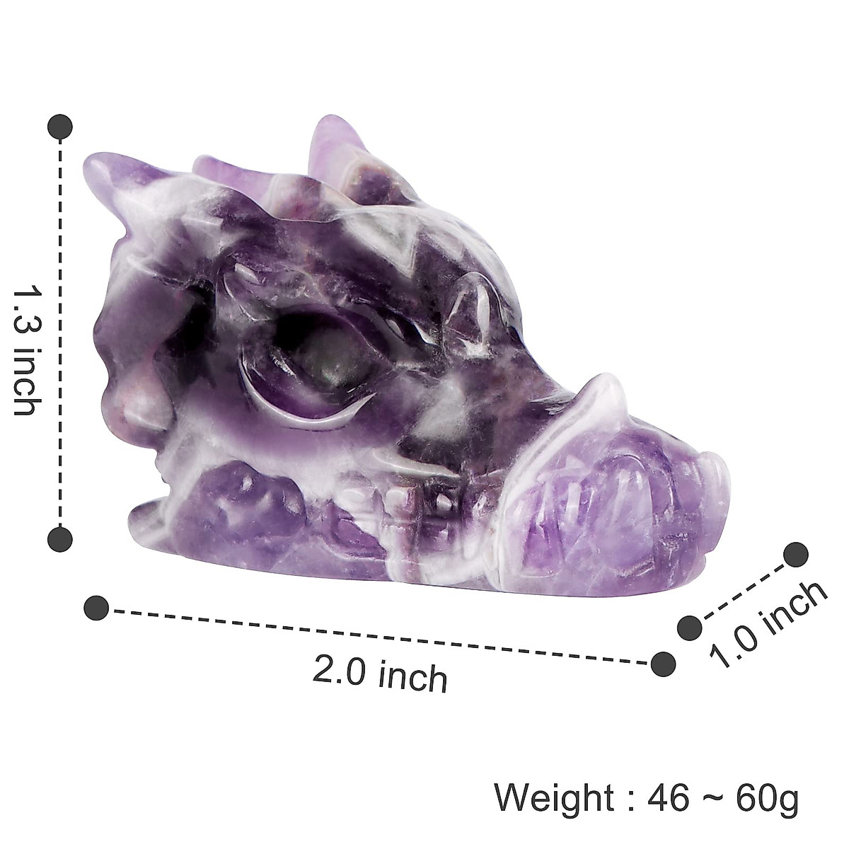 Artistone 2" Crystal Dragon Head Skull Statue, Hand Carved Realistic Dragon Gem Figurines Healing Stone Sculpture for Home Decor with Gift Box