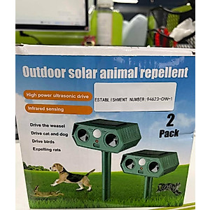 2024 Solar Ultrasonic Animal Repellent Outdoor Cat Deterrent with Motion Sensor for Deer Squirrel Cat Dog Skunk Rabbit Raccoon, Deer Repellent Devices Skunk Repellent for Yard Garden, 4 Pack