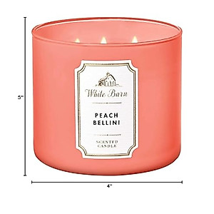 Bath & Body Works White Barn Peach Bellini 3 Wick Scented Candle with Essential Oils 14.5 oz / 411 g