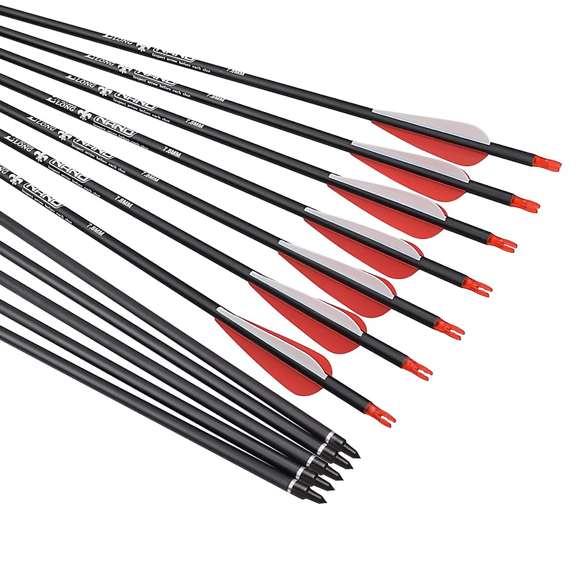 Archery Carbon Arrow Hunting Target Practice Arrows 30 Inch with Removable Tips for Compound & Recurve Bow 500 Spine 12PCS