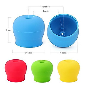 TOUGS Silicone Sippy Straw Cup Lids for Toddlers Babies (5 Pack) - Reusable, Spill-Proof, Durable - Stretches to Cover Tumblers, Yeti Rambler, Mason Jars, Cups and Mugs (Silicone Sippy Cup lids)
