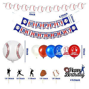 BANBALLON 53 PCS Baseball Party Decorations Baseball Party Supplies Including Happy Birthday Banner Balloons and Baseball cake toppers for Sports Theme Birthday Party and Baseball Theme Party Decor
